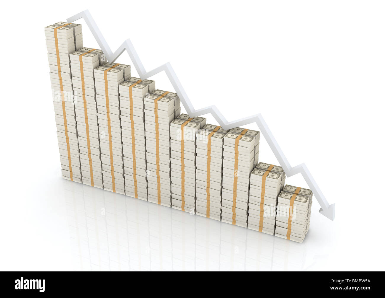 stack of dollar bill and chart crisis Stock Photo - Alamy