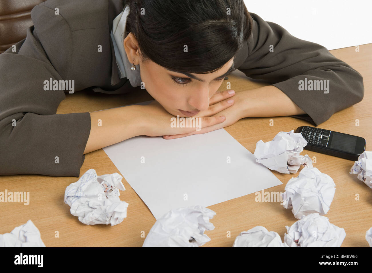 Person thinking crumpled papers hi-res stock photography and images - Alamy