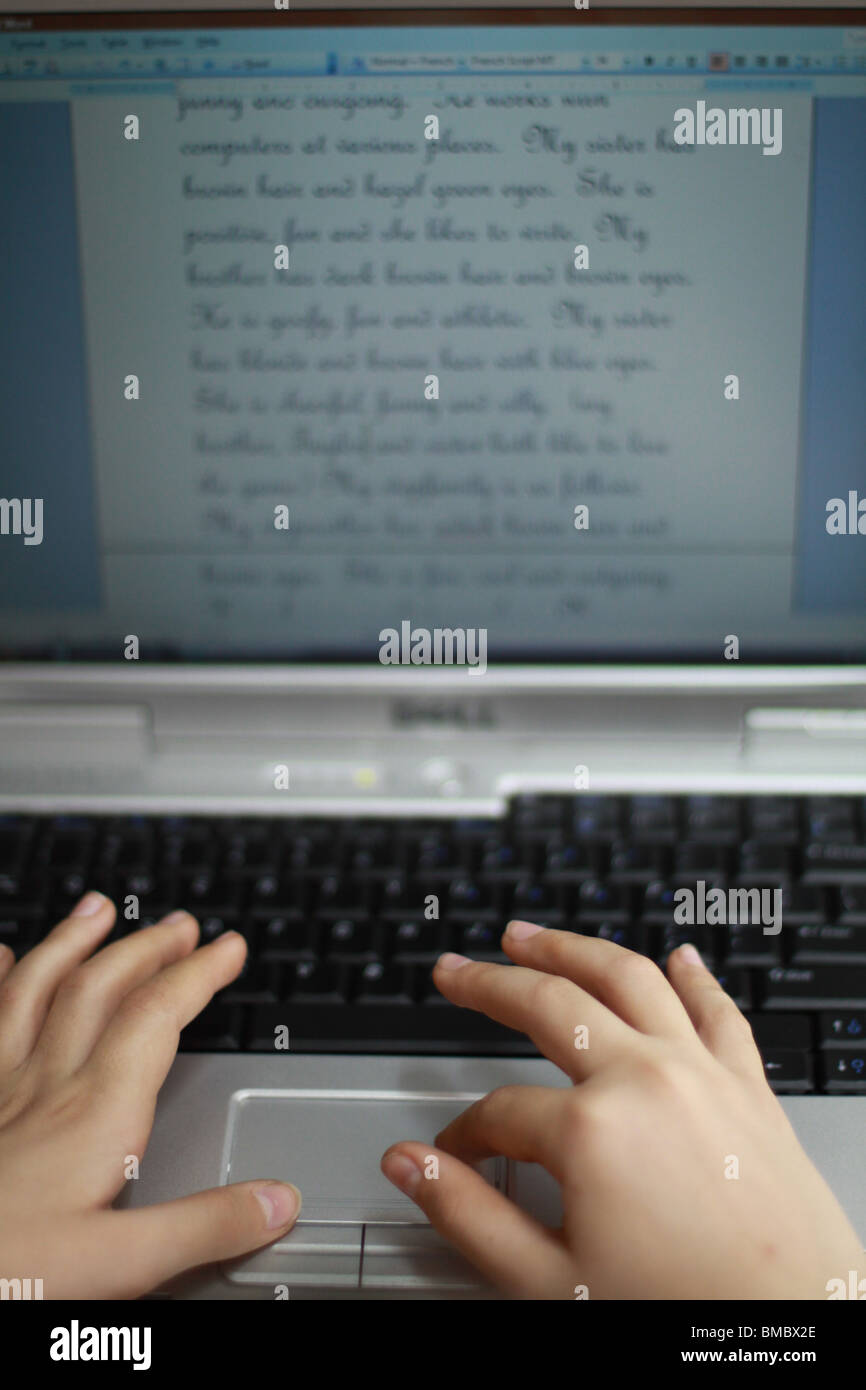 Close up child hands typing hi-res stock photography and images - Alamy