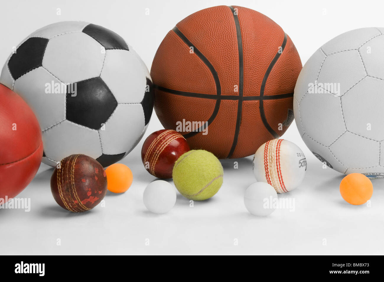 Close-up of assorted sports balls Stock Photo - Alamy