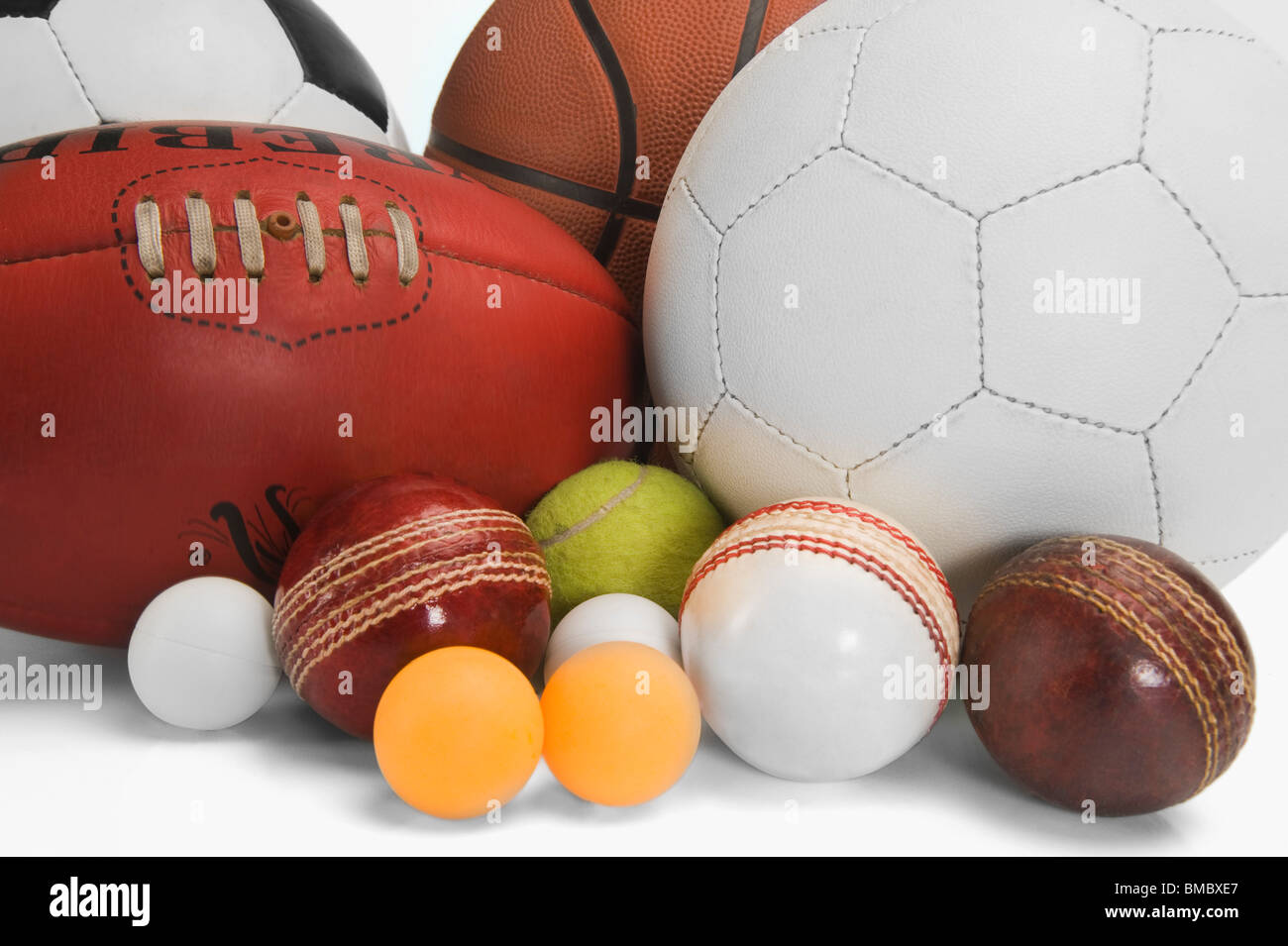 Close-up of assorted sports balls Stock Photo - Alamy
