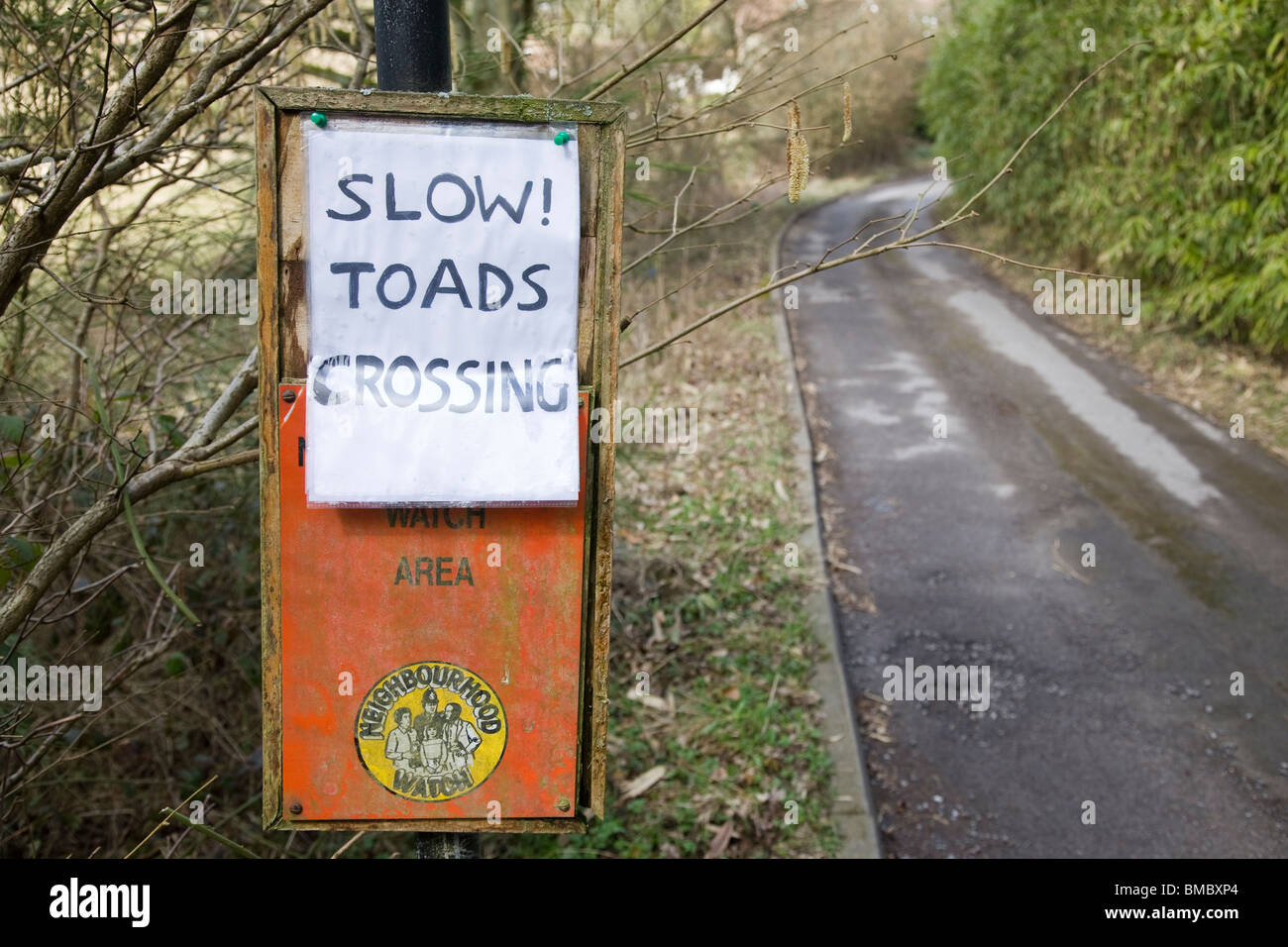 Toads crossing warning road sign hi-res stock photography and images ...