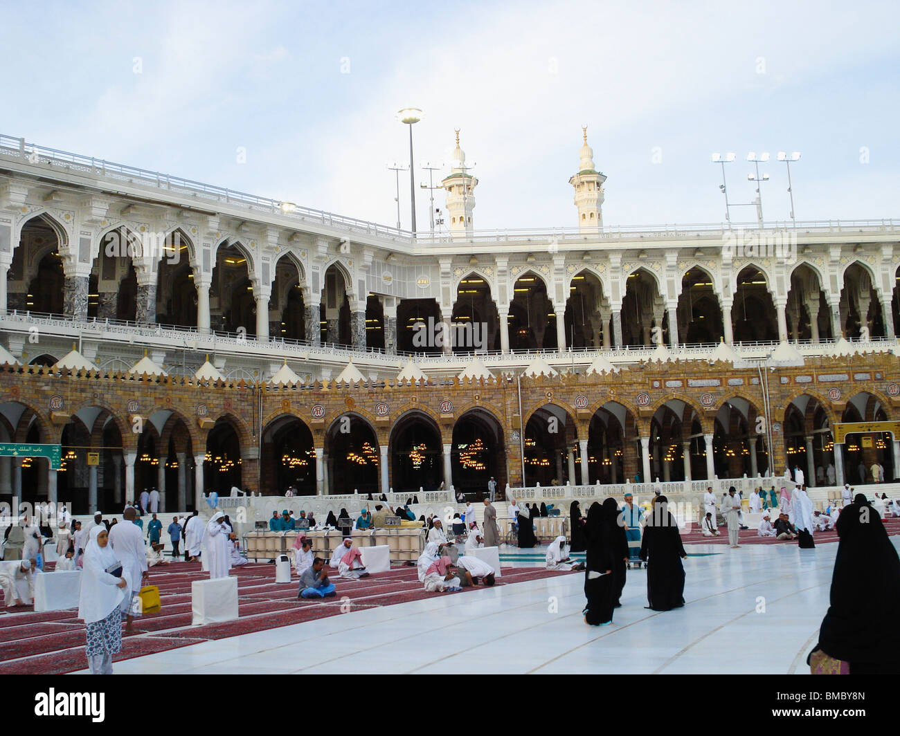 Pilgrims in a mosque, Al-Haram Mosque, Mecca, Saudi Arabia Stock Photo ...