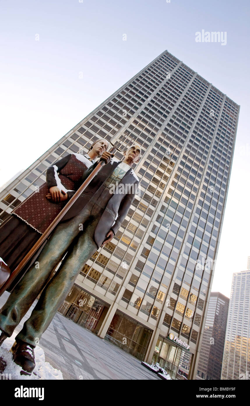 Chicago Downtown City Night Photography Wrigley Square American Gothic ...