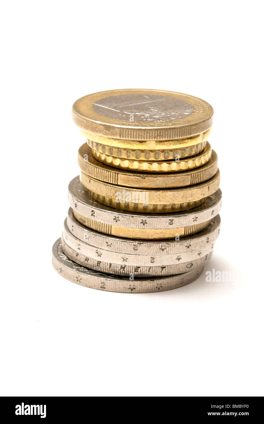 Euro coins isolated on white Stock Photo - Alamy
