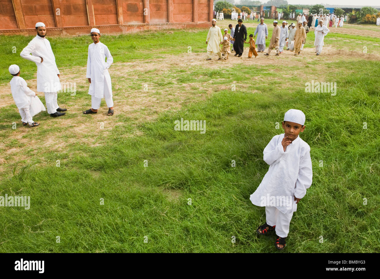 People returning after praying at the occasion of Eid festival, Old ...