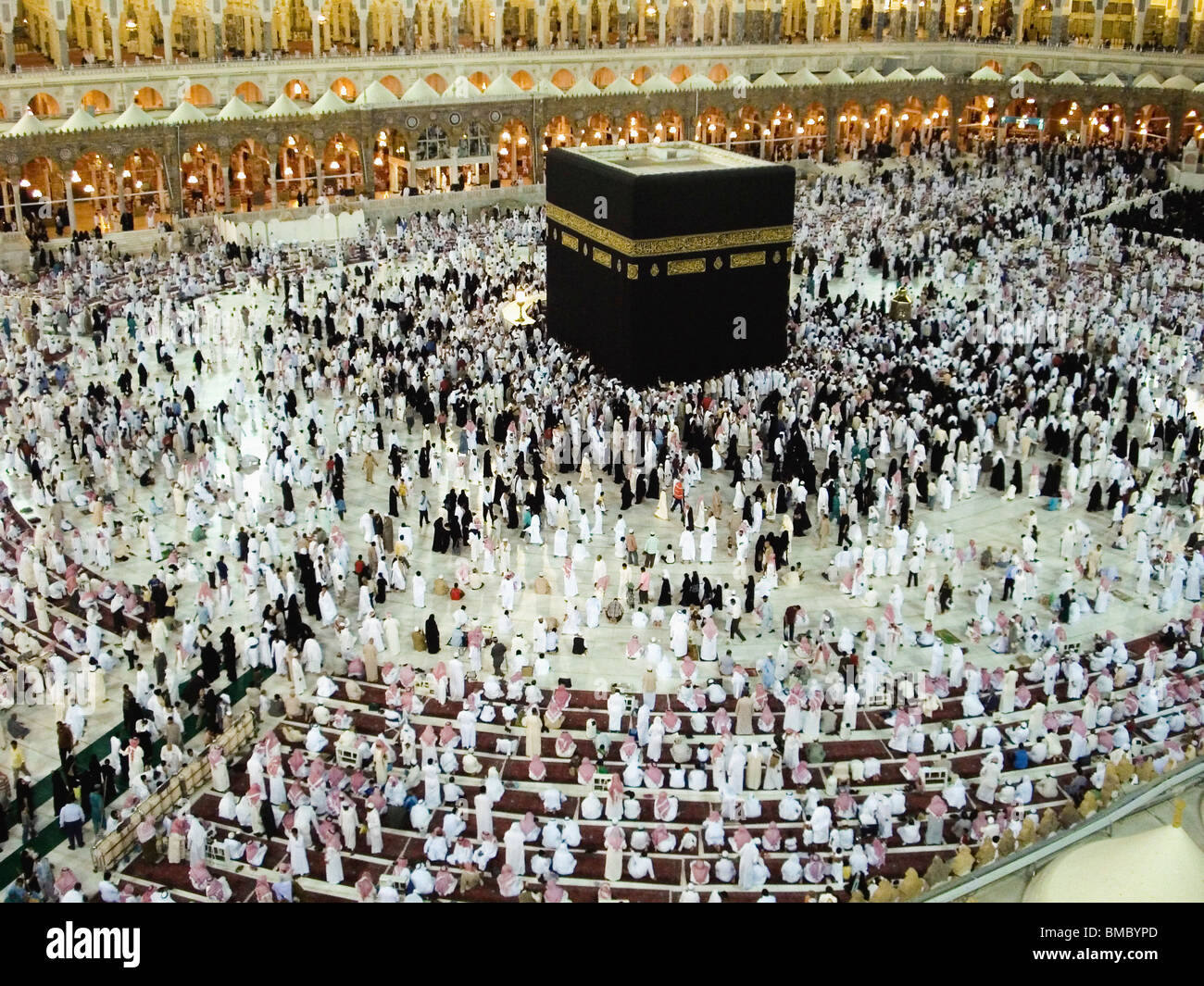 Huge crowd of pilgrims in a mosque, Al-Haram Mosque, Mecca, Saudi ...