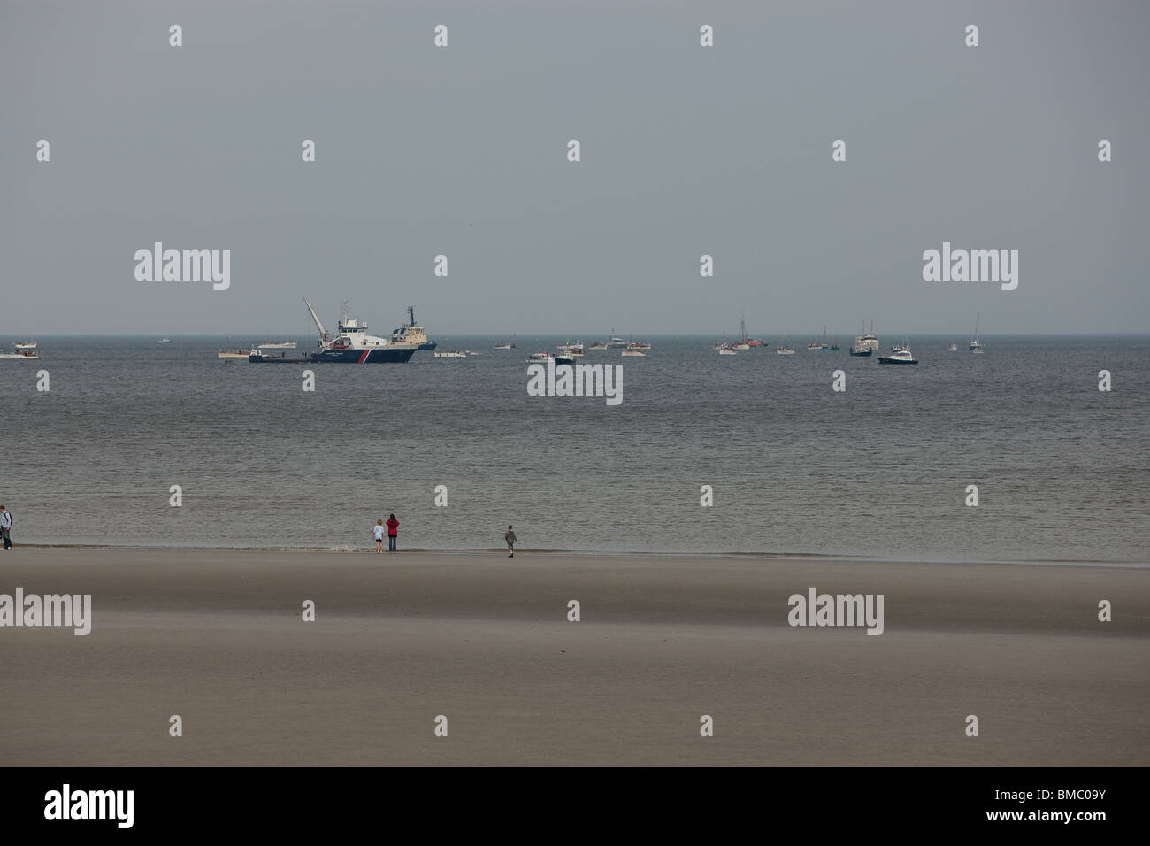 The beach at Dunkirk France with the "Little Ships" in the background ...