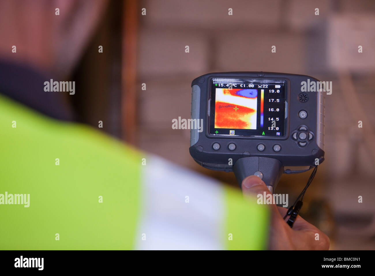A thermal imaging camera shows heat loss from electrical appliances ...