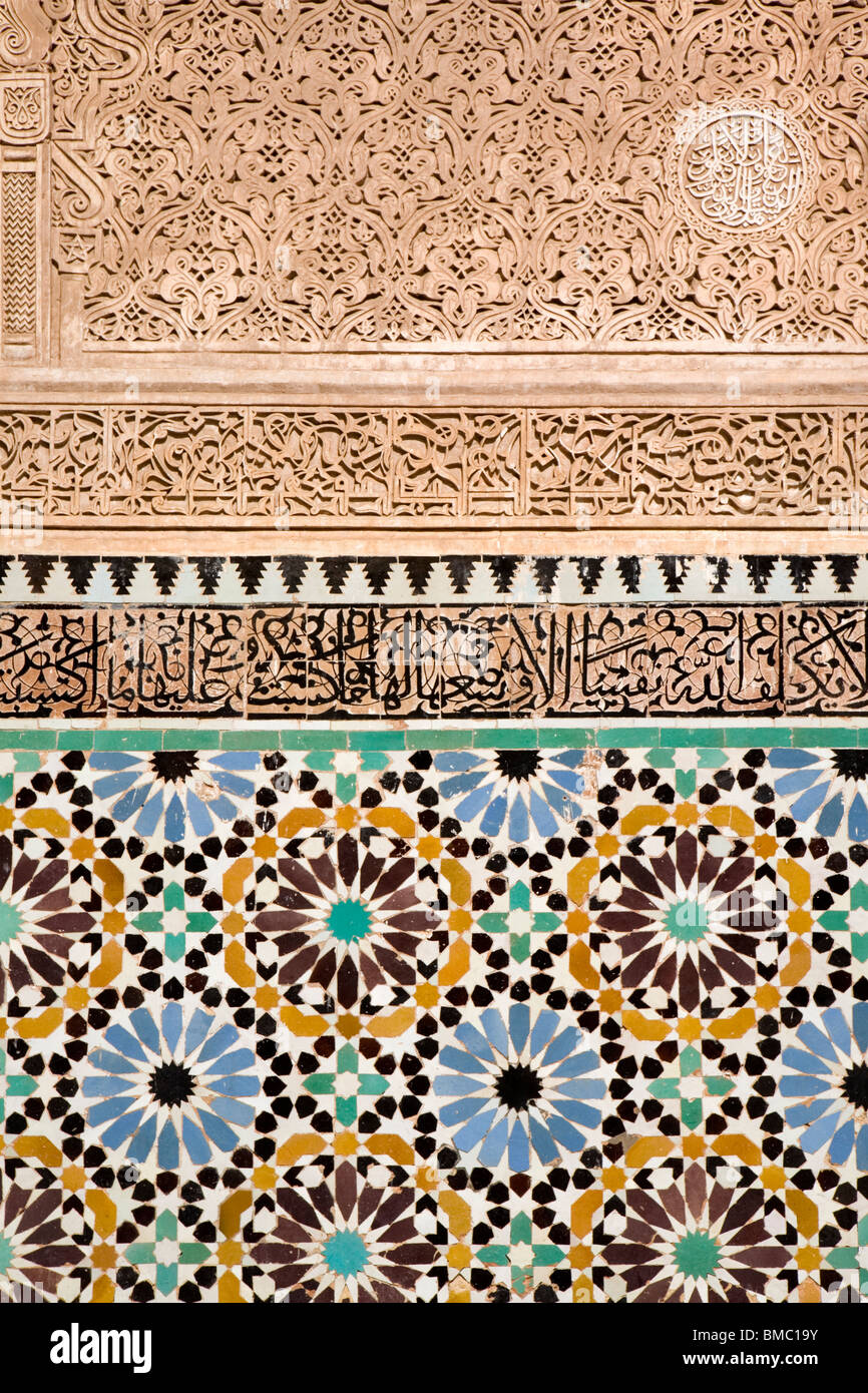 Tile and plastered wall detail , Saadian Tombs , Marrakesh , Morocco ...