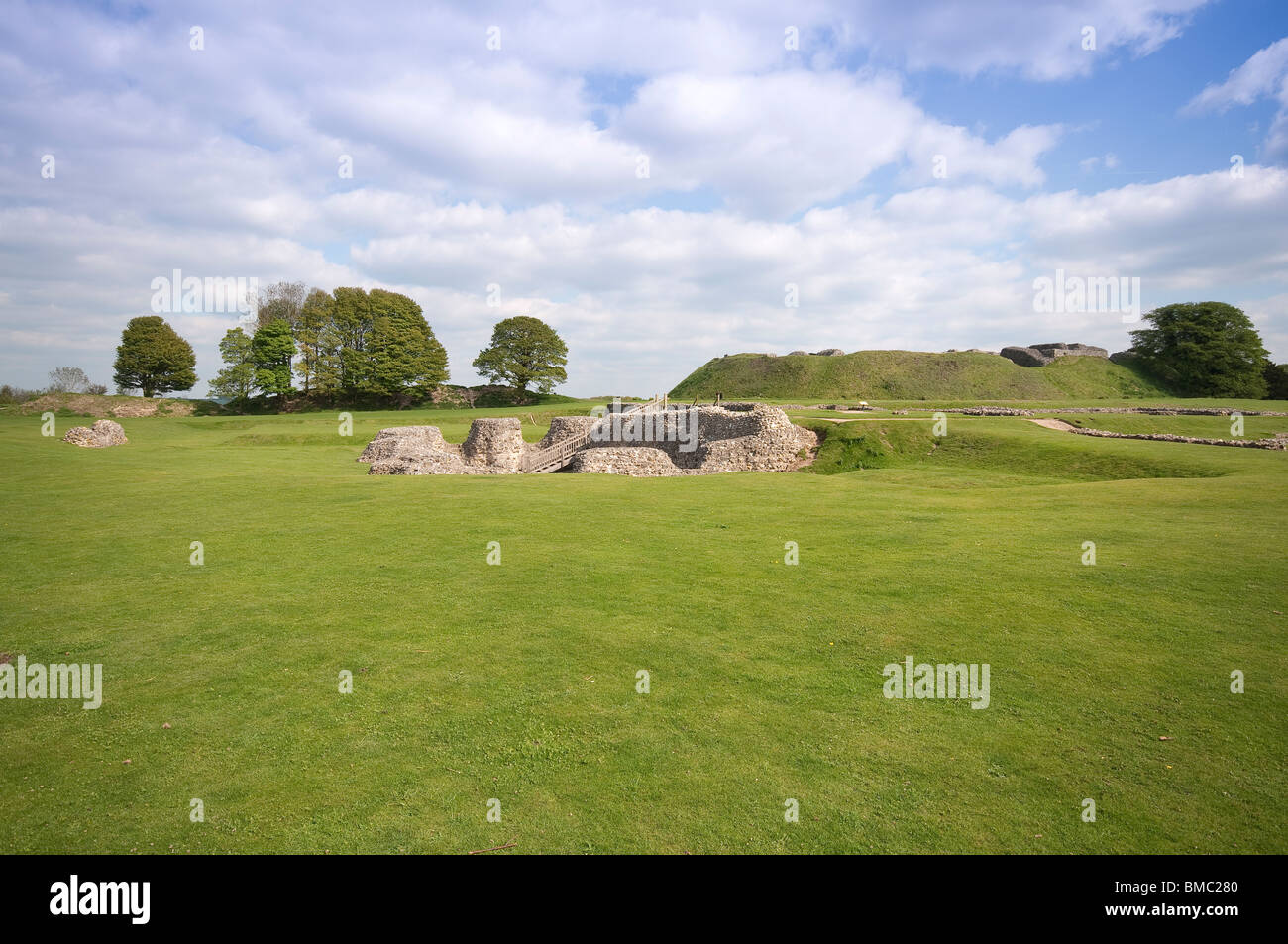 The ruins of the Cathedral and Bishops Palace next to the Old Sarum ...