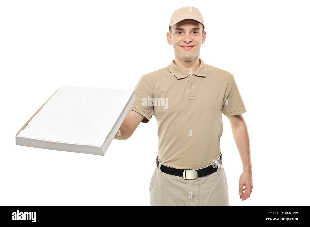 A delivery boy bringing a cardboard Stock Photo - Alamy