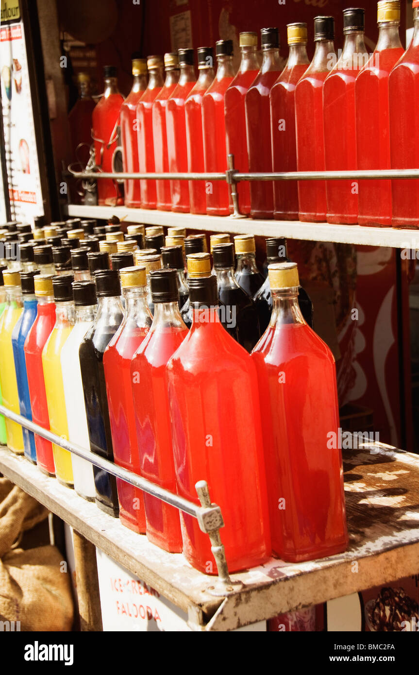 Close-up of sweet syrup bottles Stock Photo - Alamy
