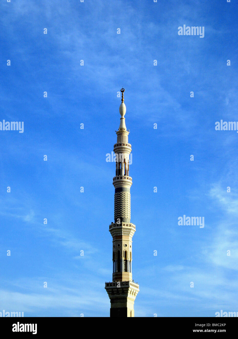 Minaret of a mosque, Al-Haram Mosque, Mecca, Saudi Arabia Stock Photo ...