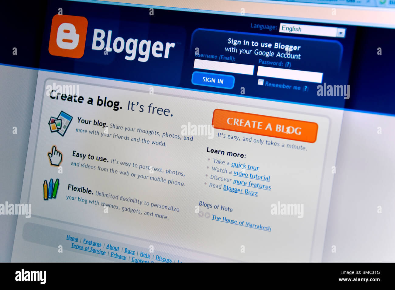 Blogger website screenshot Stock Photo - Alamy