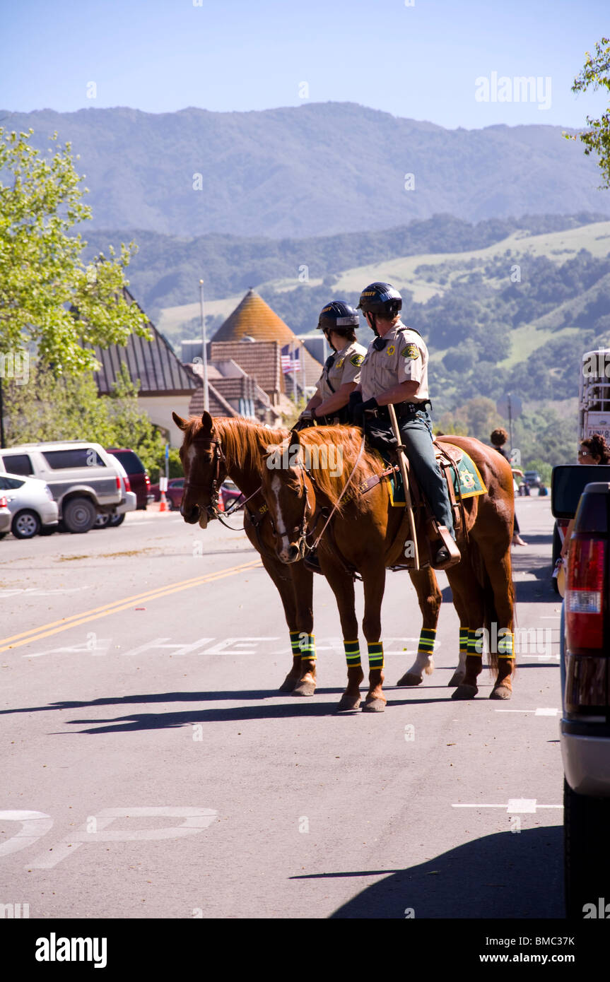 Mounted Police on horses, Solvang, California, USA Stock Photo - Alamy