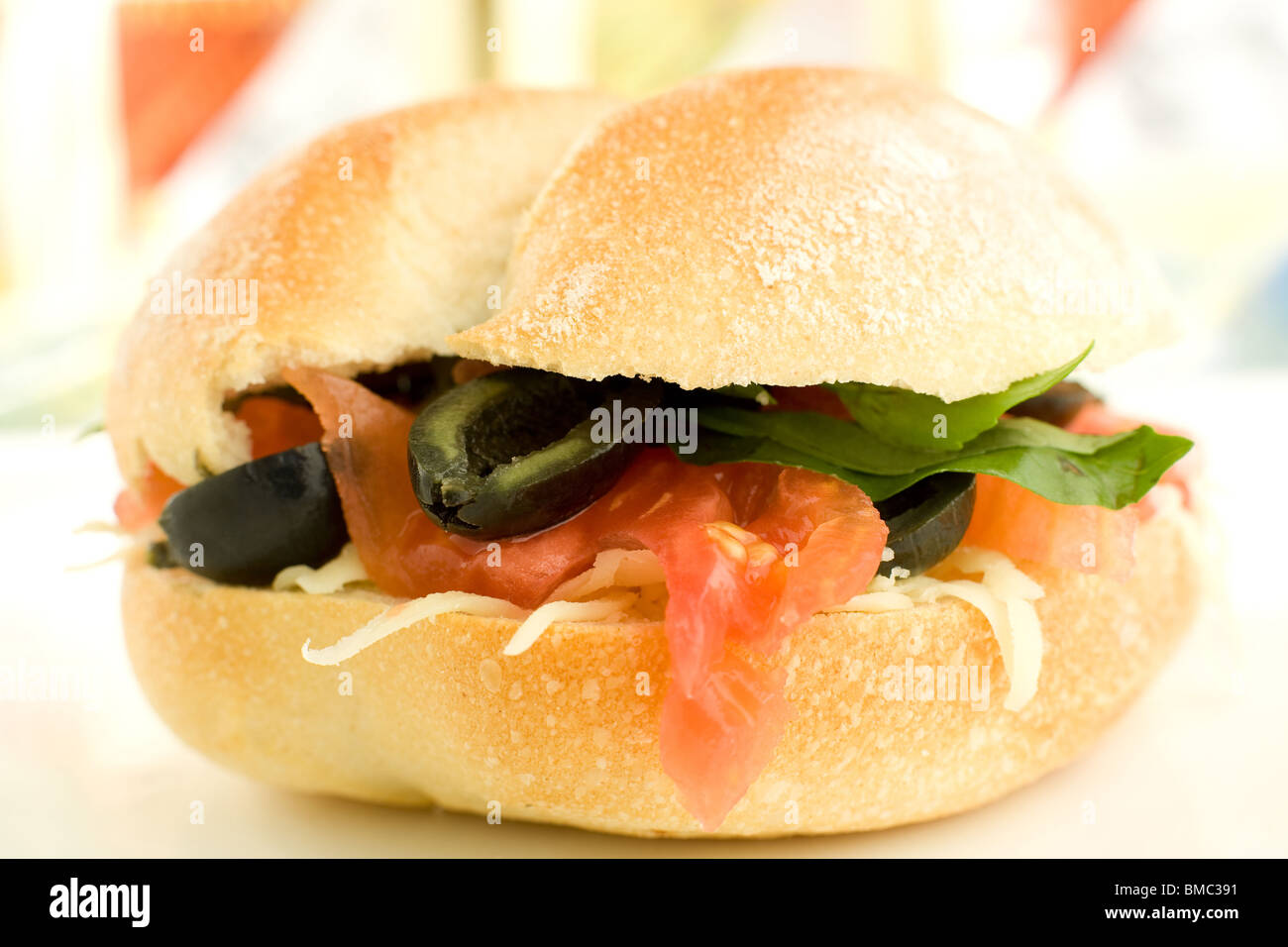 Olives, tomatoes and cheese sandwich Stock Photo - Alamy