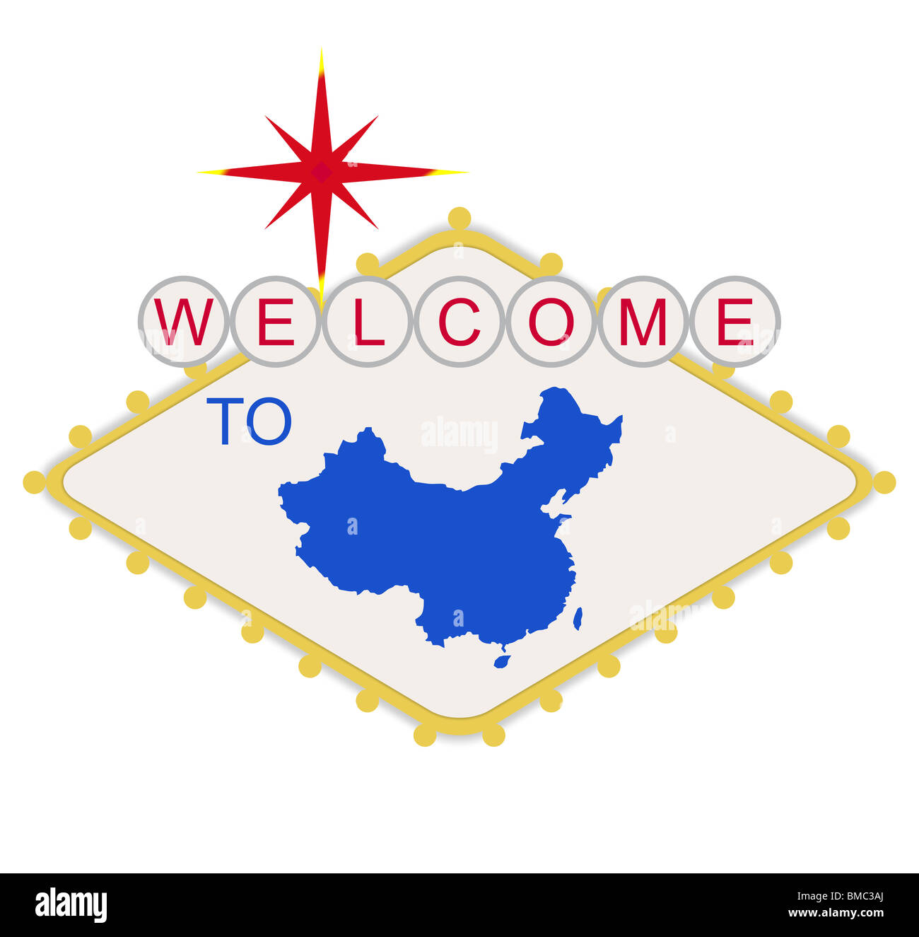 Welcome to China sign in style of famous fabulous Las Vegas sign ...