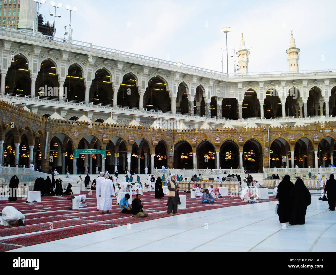 Pilgrims in a mosque, Al-Haram Mosque, Mecca, Saudi Arabia Stock Photo ...