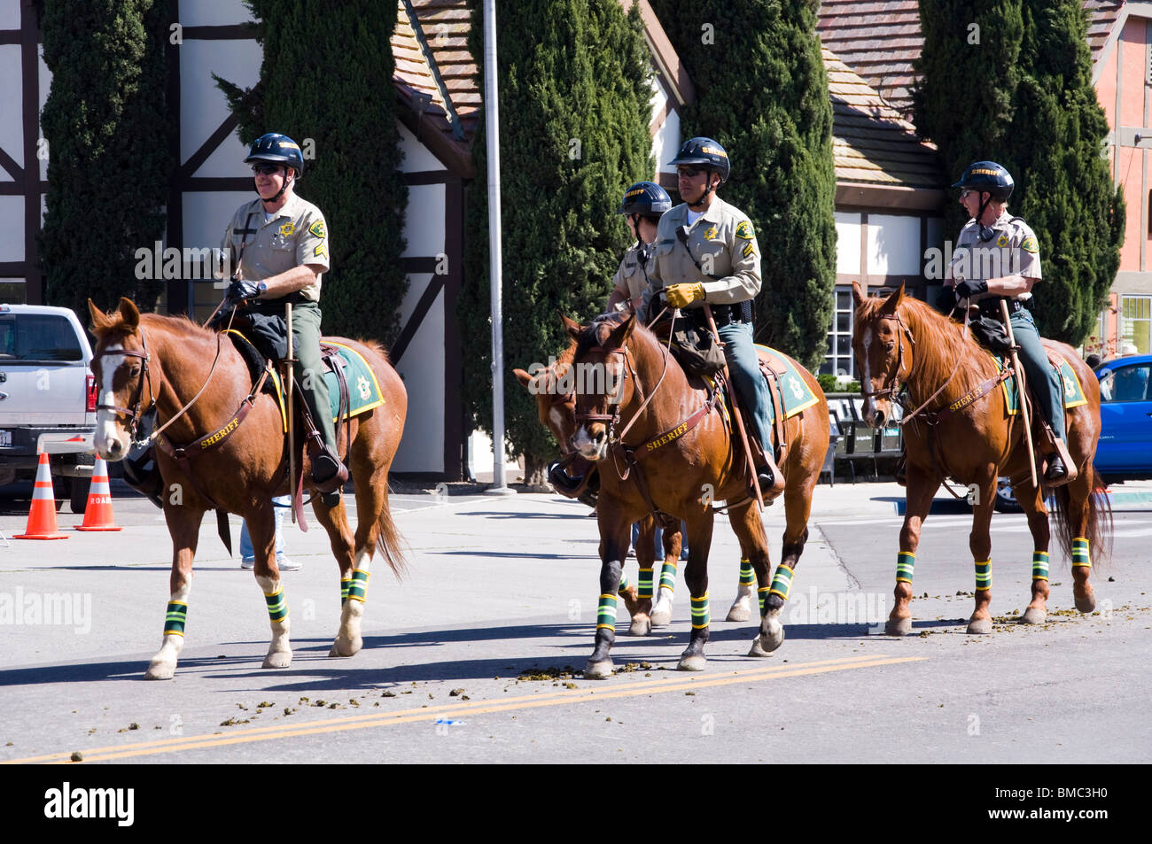 Mounted Police on horses, Solvang, California, USA Stock Photo - Alamy