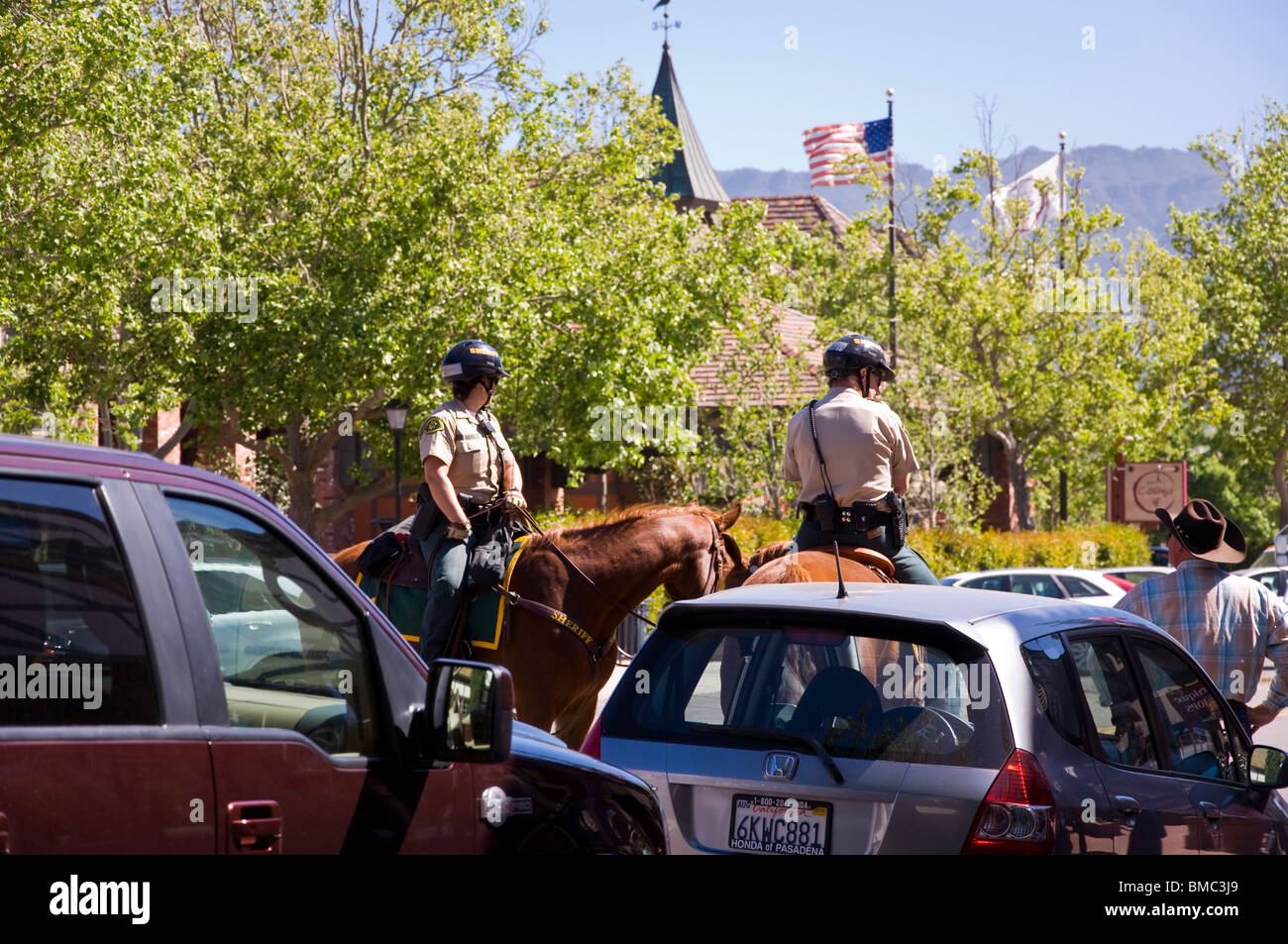 Mounted Police on horses, Solvang, California, USA Stock Photo - Alamy