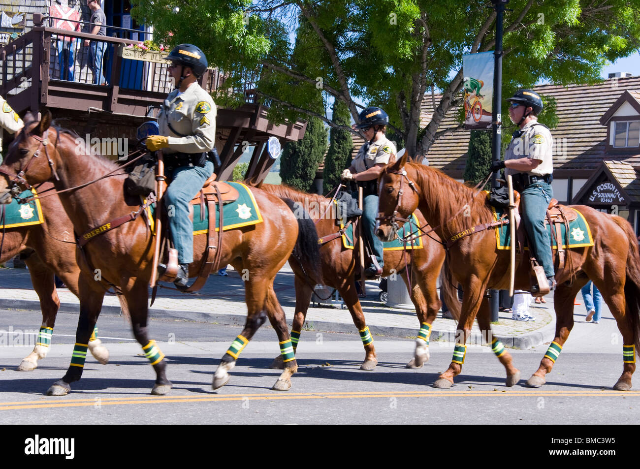 Mounted Police on horses, Solvang, California, USA Stock Photo - Alamy