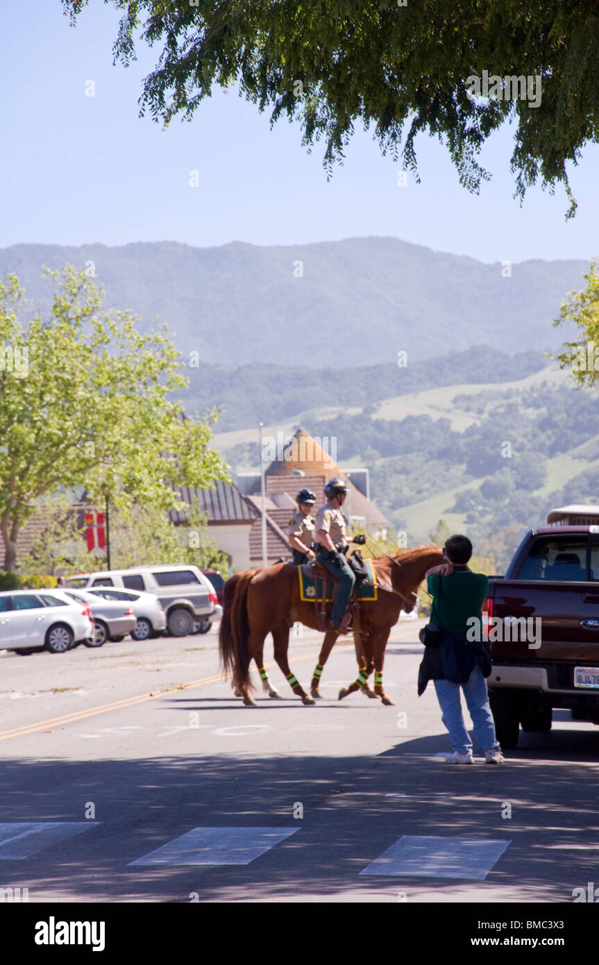 Mounted Police on horses, Solvang, California, USA Stock Photo - Alamy