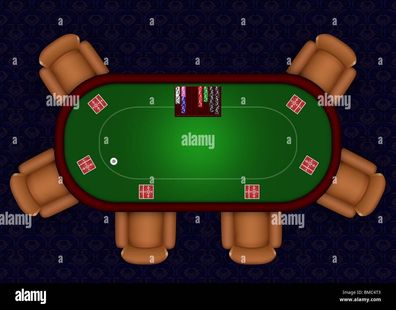 Online Poker table with playing cards and chips Stock Photo - Alamy