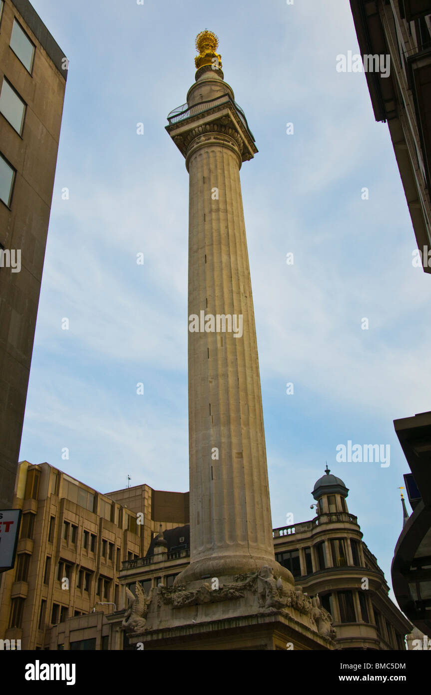 Financial district with monument to the great fire of london hi-res ...