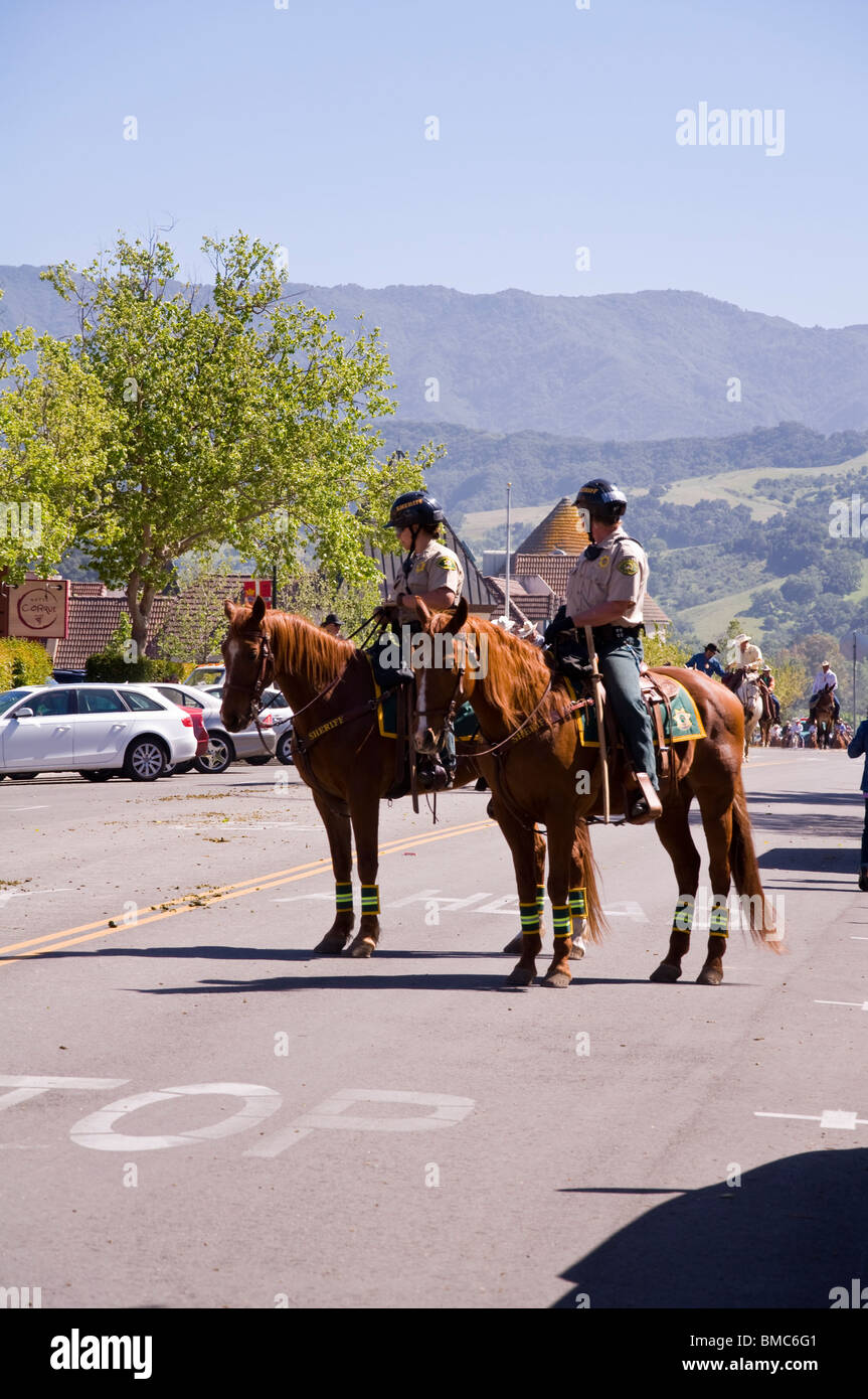 Mounted Police on horses, Solvang, California, USA Stock Photo - Alamy