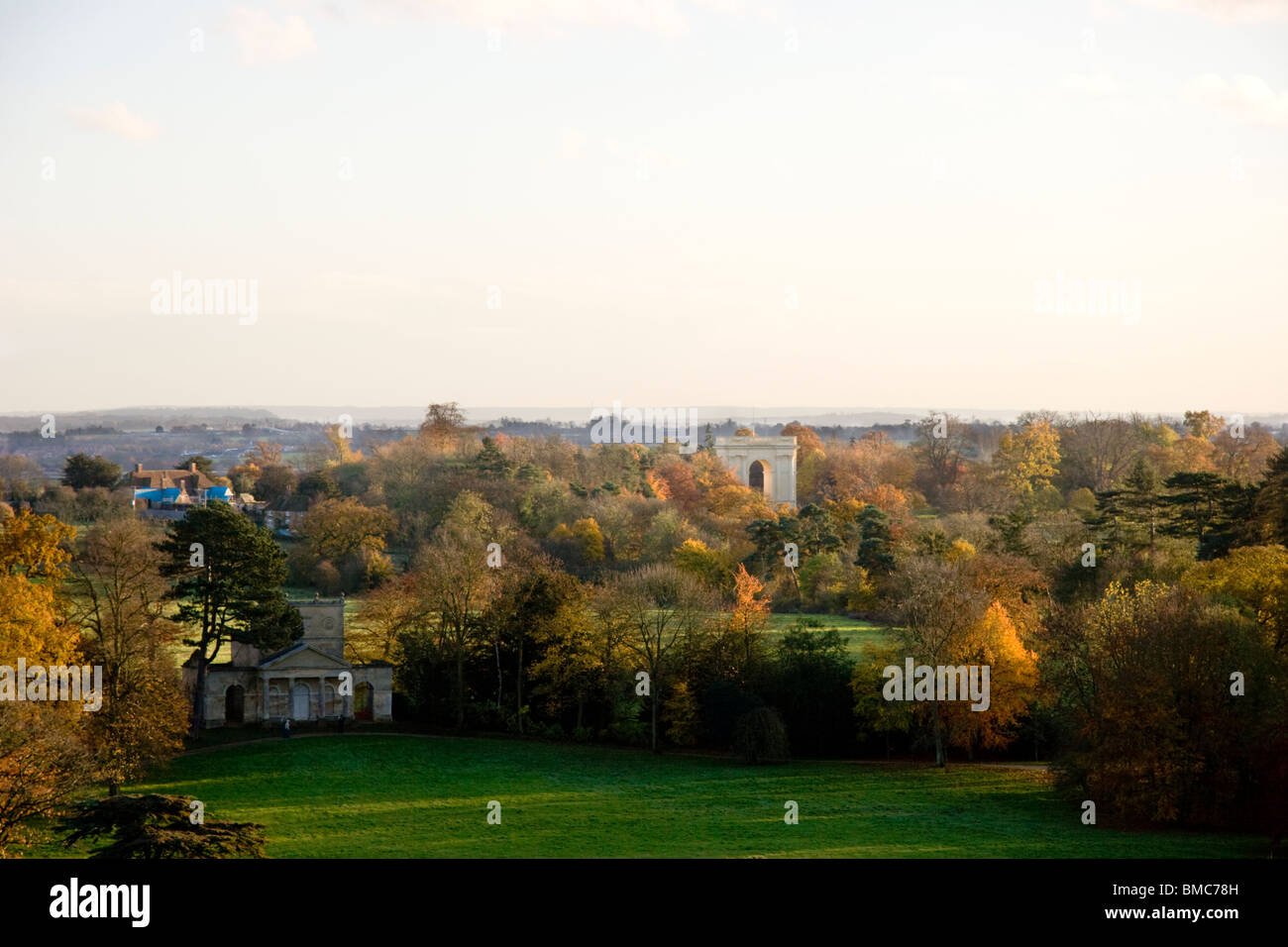 View from the belvedere tower of the Gothic Temple, Stowe ...