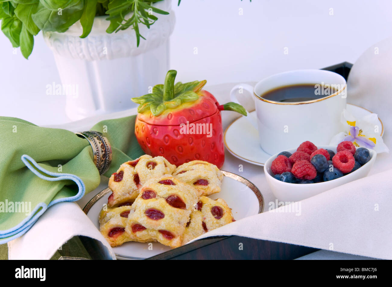Breakfast with coffee and pastries Stock Photo - Alamy