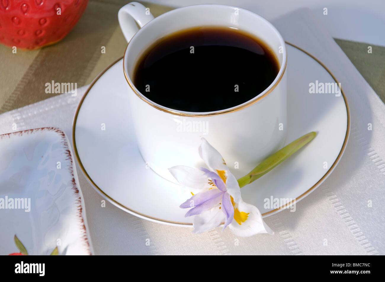 Cup of Coffee and Flower Stock Photo - Alamy