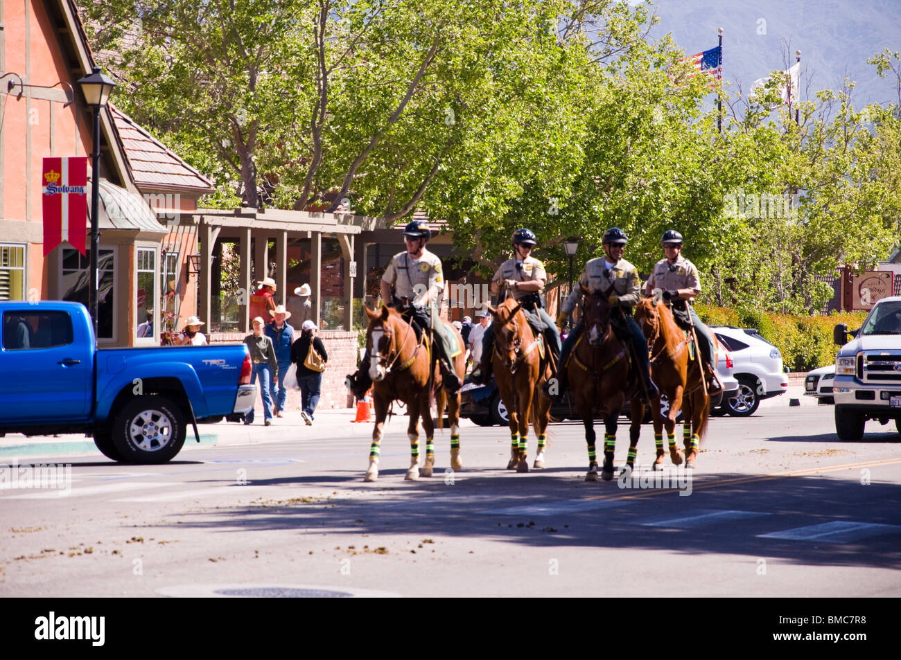 Mounted Police on horses, Solvang, California, USA Stock Photo - Alamy