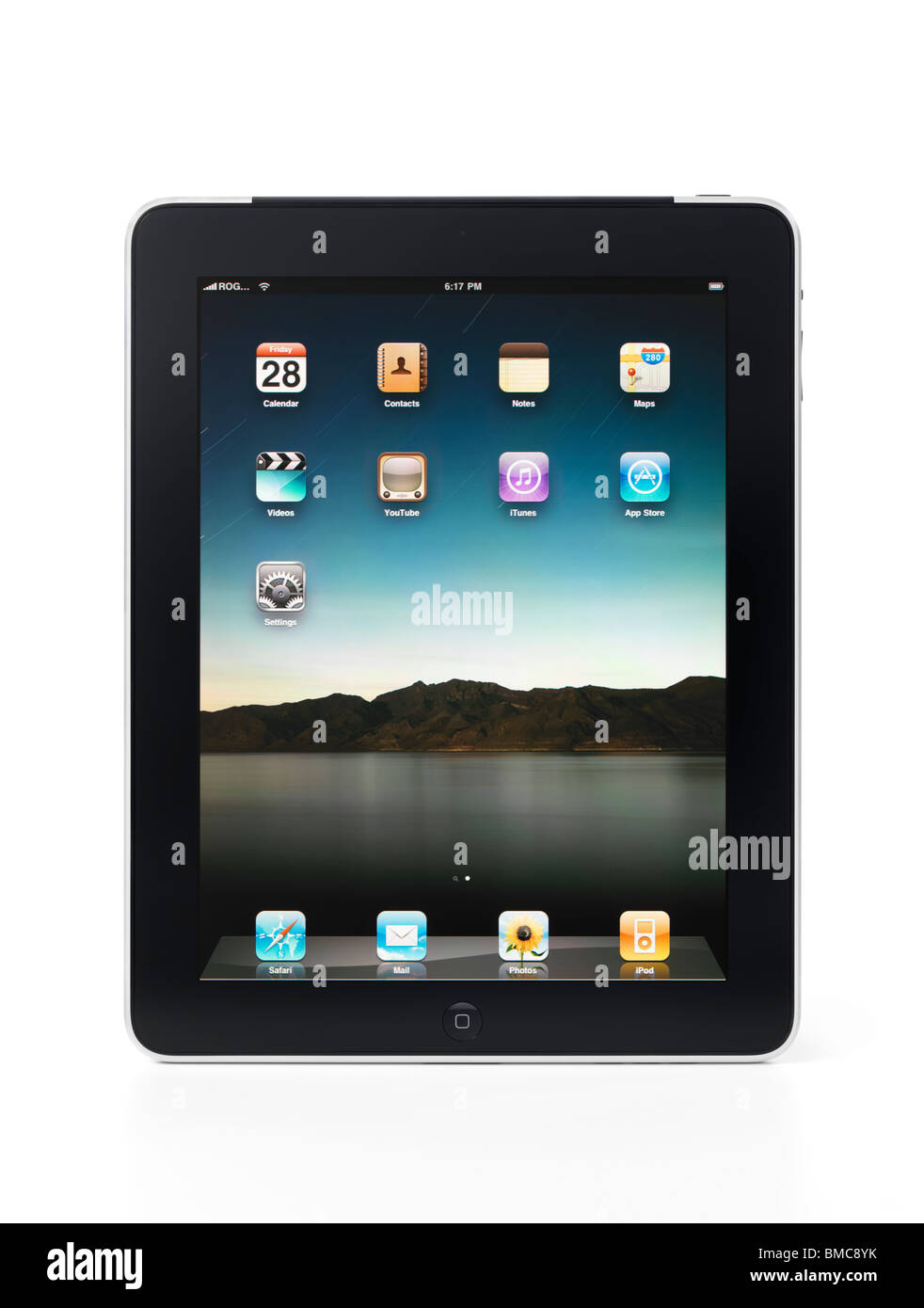 Apple iPad 3G tablet with desktop icons on its display isolated on ...