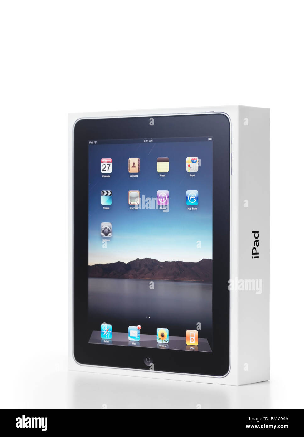 Apple iPad product packaging. Isolated box with clipping path on white ...