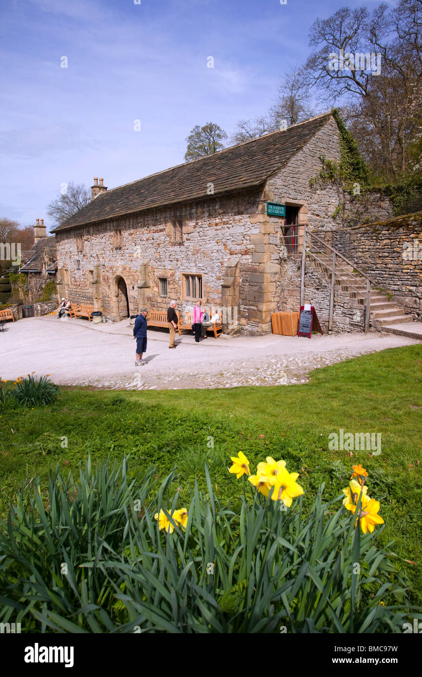 Medieval Manor house Haddon Hall and gardens near Bakewell Derbyshire ...