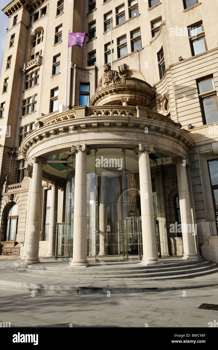 New glass entrance in the Liver Building Pier Head Liverpool. One of ...