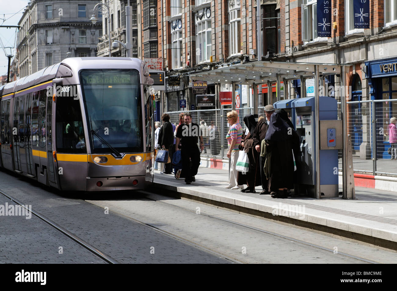 LUAS tram on Abbey Street Dublin Ireland travelling towards The Point ...
