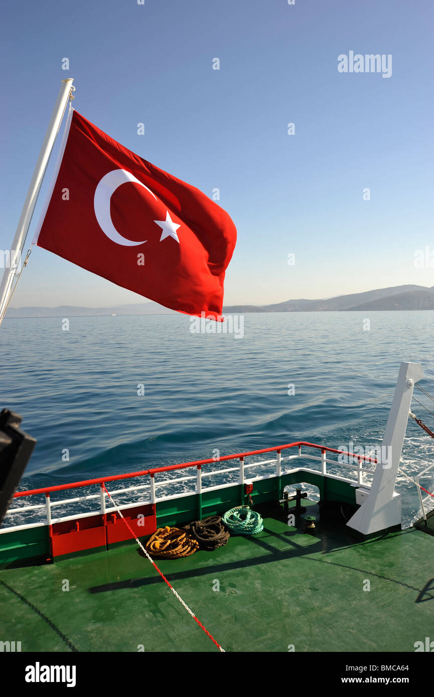Turkish flag on a ferry Stock Photo - Alamy