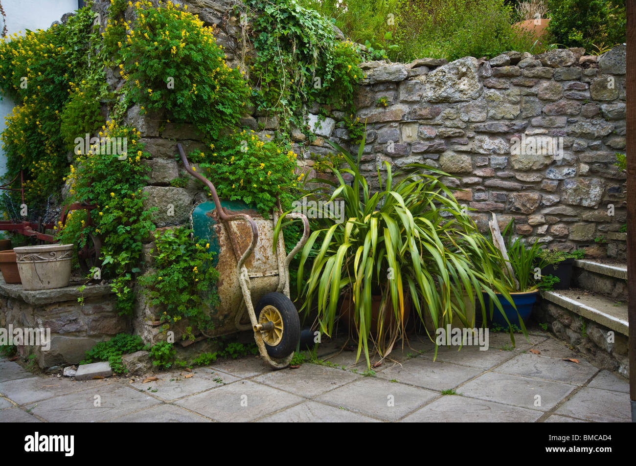 Cottage garden stone wall hi-res stock photography and images - Alamy