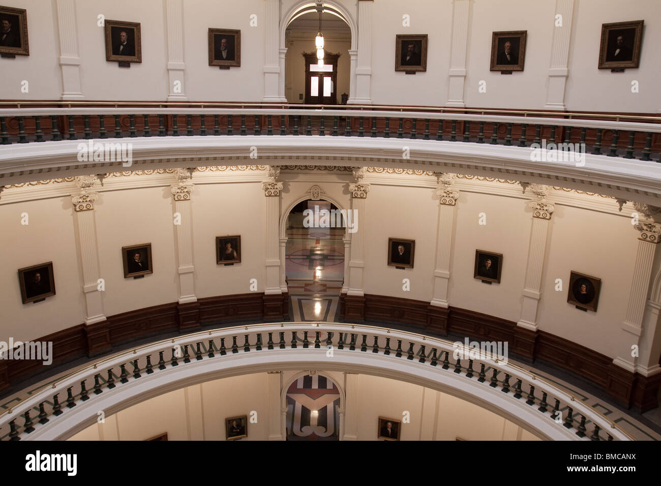 Balconies of the Texas state capitol building or statehouse rotunda in ...