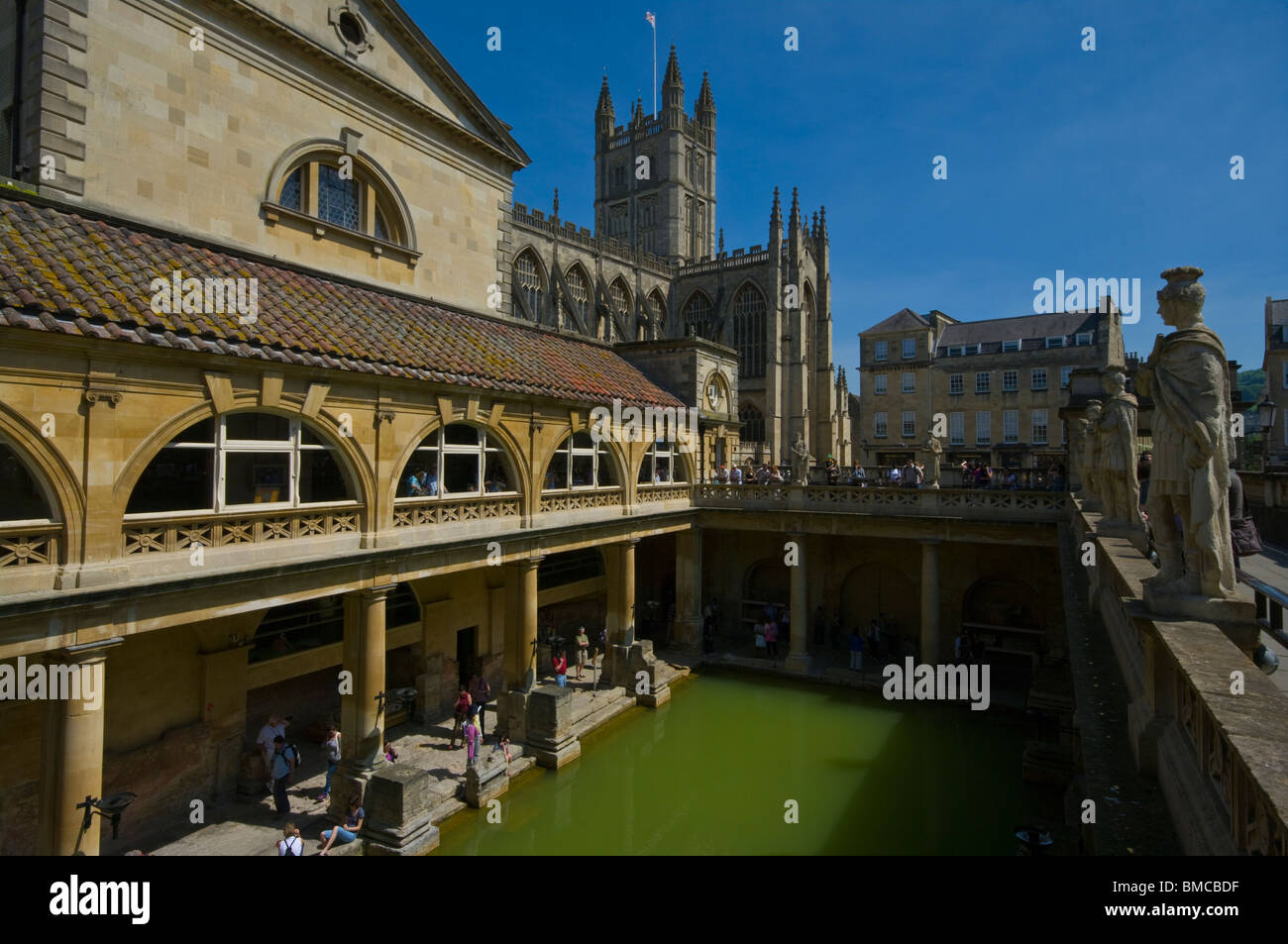 The Roman Baths With The Abbey In The Background Bath Somerset England ...