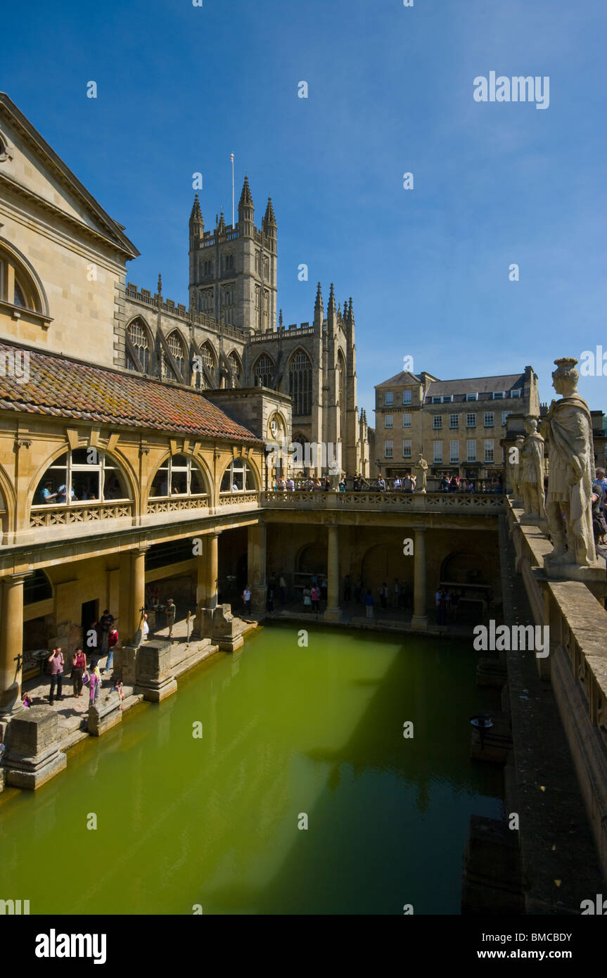 The Roman Baths With The Abbey In The Background Bath Somerset England ...