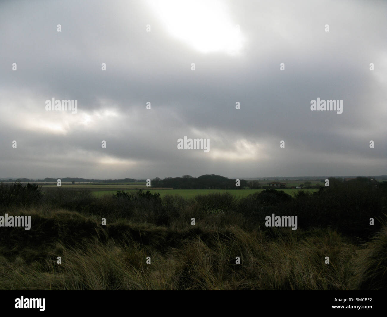 The windswept Norfolk countryside on a cloudy day Stock Photo - Alamy