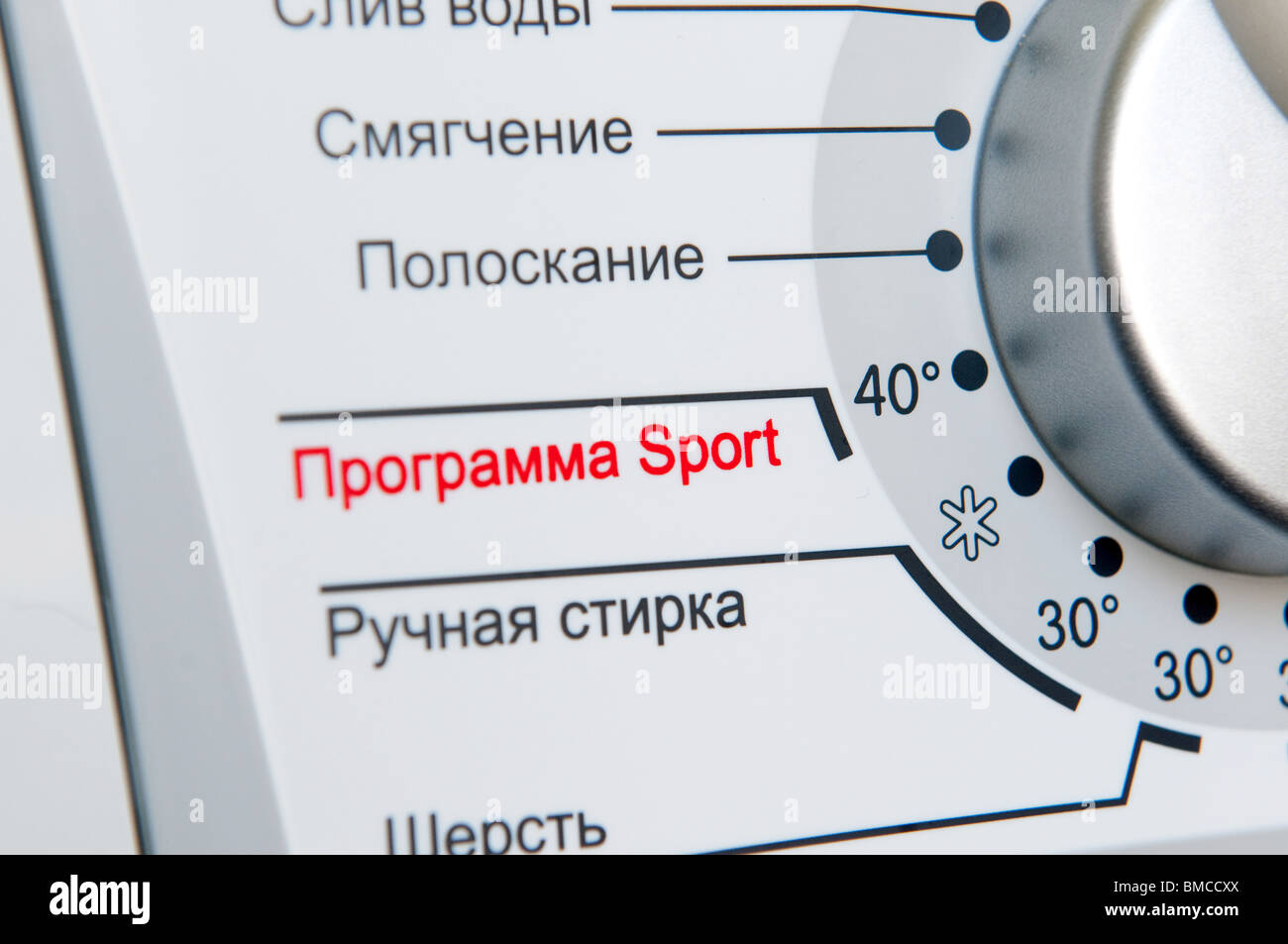 Washing machine program dial close-up Stock Photo - Alamy