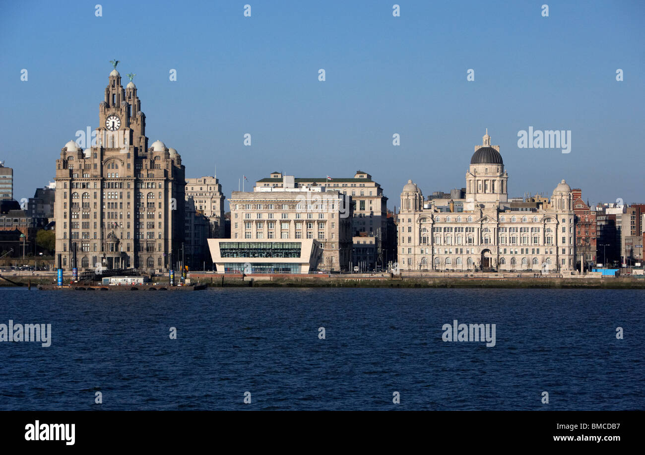 the three graces building and mersey ferry terminal on liverpool ...