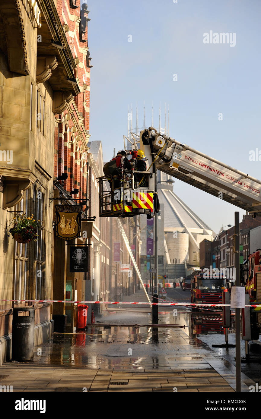 Firemen tackle fire at city centre night club Stock Photo - Alamy