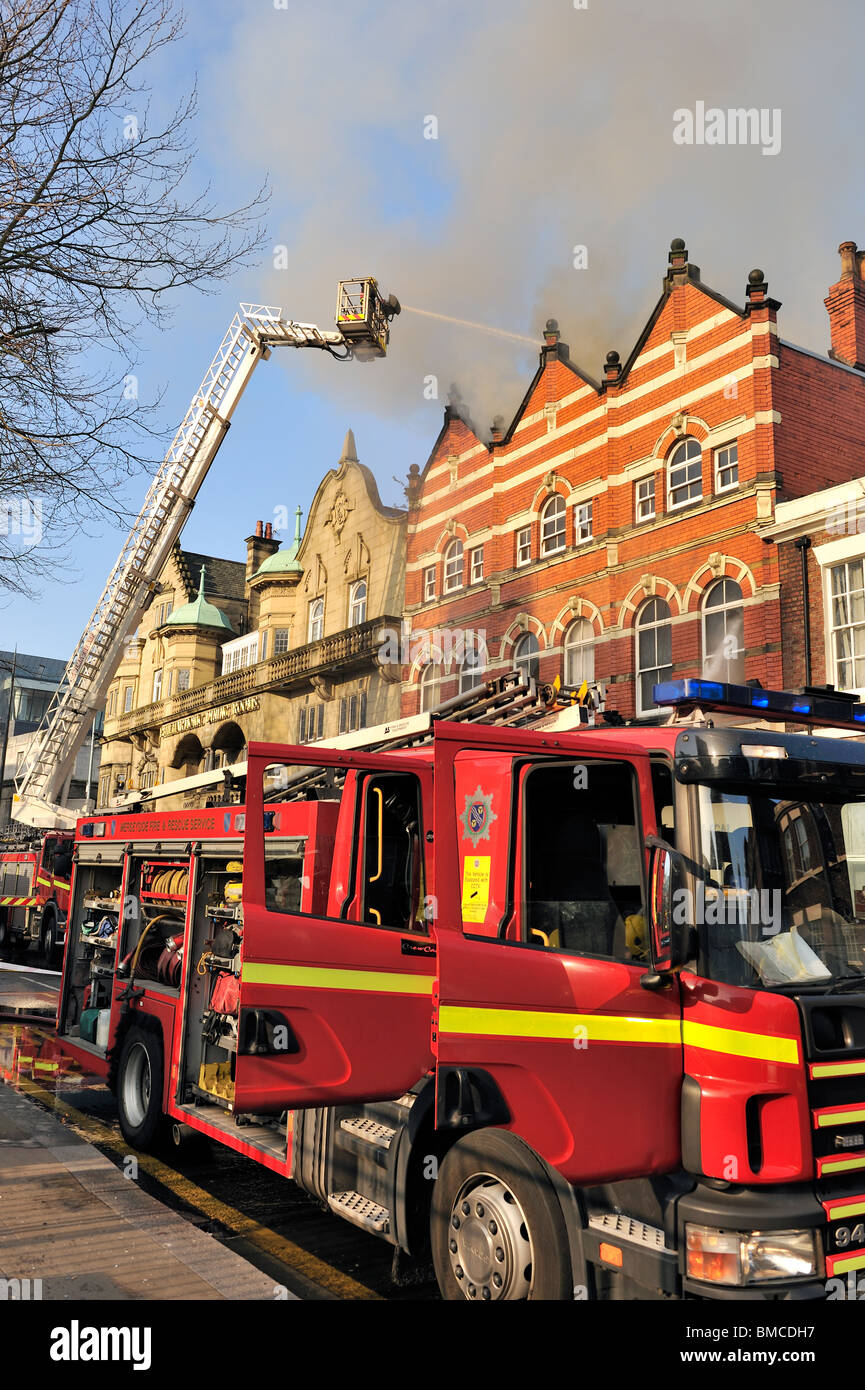 Fire engine at pub / club on fire Stock Photo - Alamy