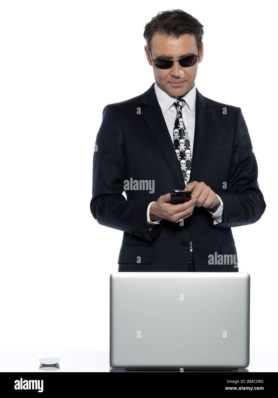 man computer pirate caucasian in studio isolated on white background ...